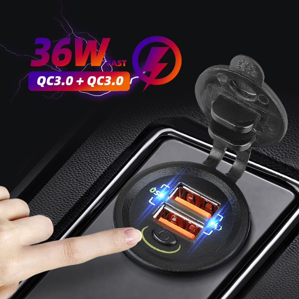 36W 12V Dual QC 3.0 USB Fast Charger Socket Outlet For Cars Boats ...