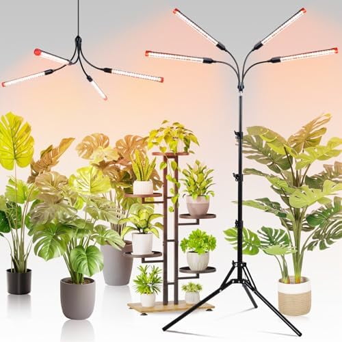 36W 4Head Grow Light with Tripod Stand, 2025 Big Coverage LED Grow ...