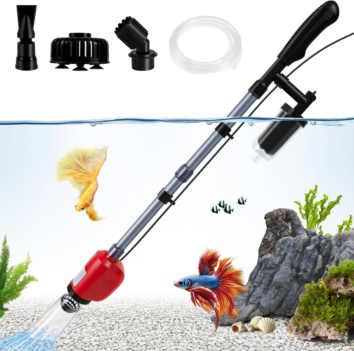 36W Electric Aquarium Gravel Cleaner, 600GPH Fish Tank Vacuum Gravel ...