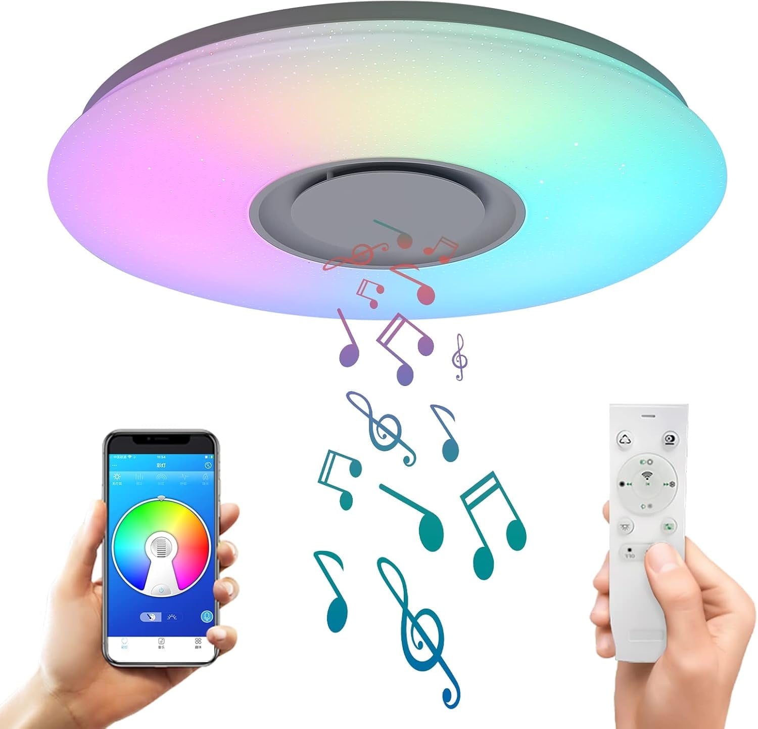 36W LED Music Ceiling Light,with Remote Control Bluetooth Speaker,RGB ...