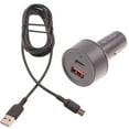 36W Quick Car Charger for Cricket Debut Smart/S3/S2/Flex - 2-Port USB Cable Type-C PD Power ...