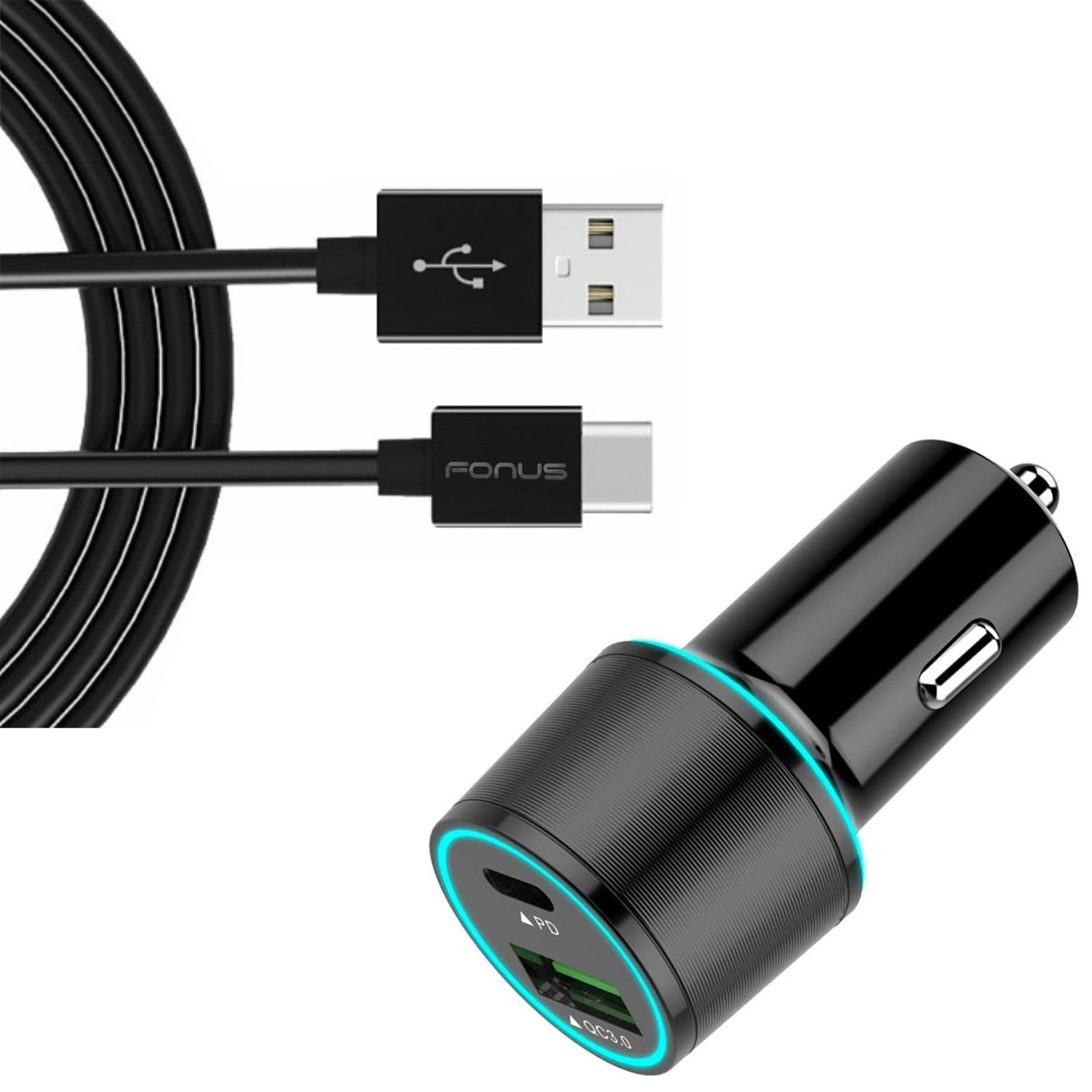 36W Quick Car Charger for Cricket Debut Smart/S3/S2/Flex - 2-Port USB ...