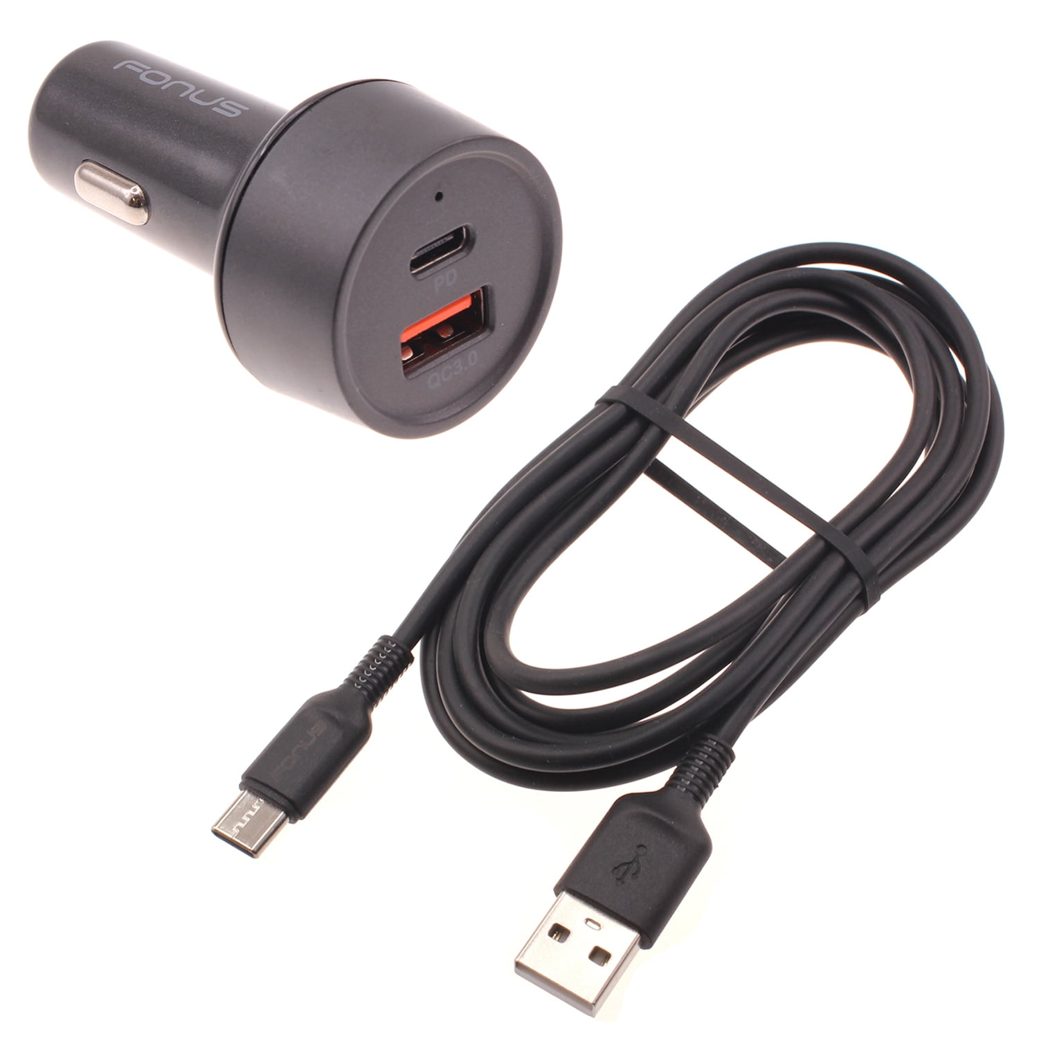 36W Quick Car Charger for TCL 50 XL 5G/XE 5G/LE - 2-Port USB Cable Type ...
