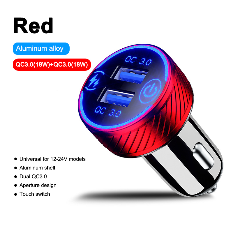 36W USB Car Charger Socket Dual QC 3.0 USB Port Fast Charging Cigarette ...