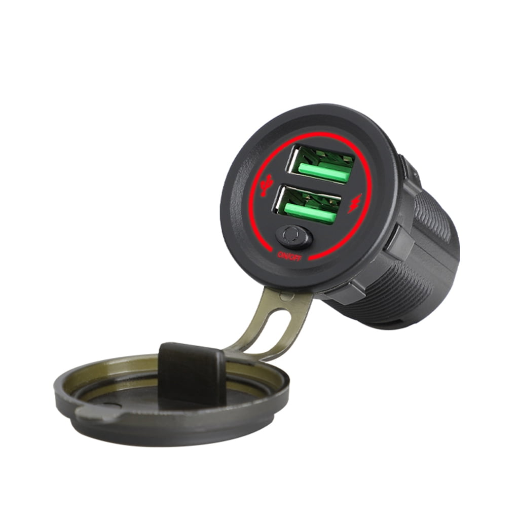 36W USB Car Charger with Switches and LED Light for 12V 24V Vehicles ...