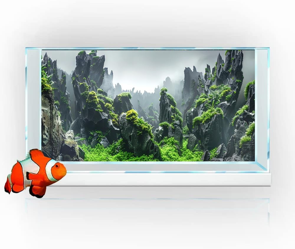 36X20IN Natural Background Aquarium Background, 3D Image of Underwater ...