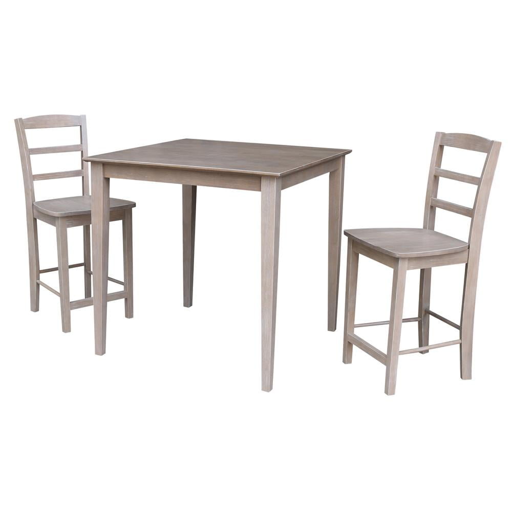 36X36 Counter Height Dining Table With 2 Madrid Counter height Stools ...
