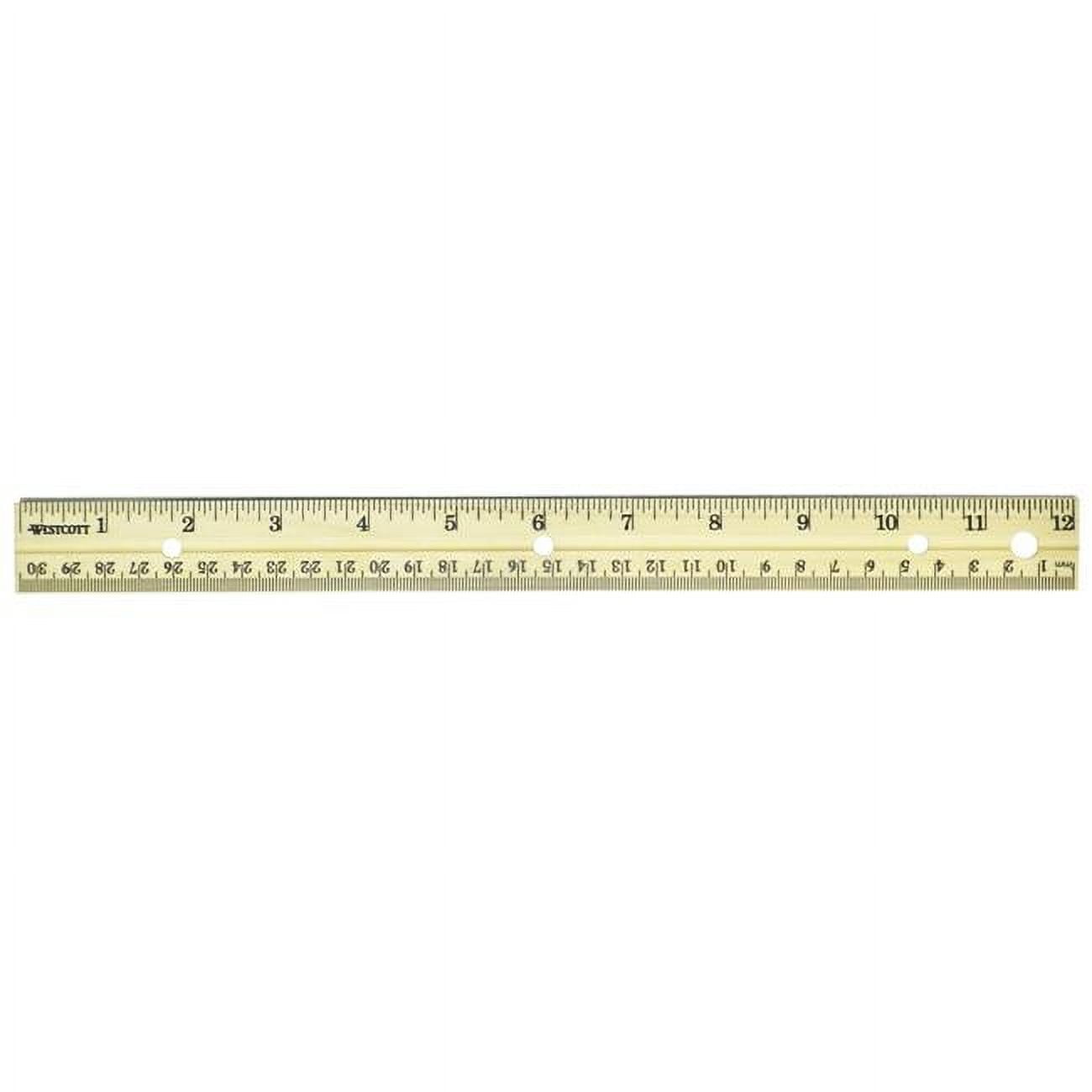36cm Sturdy Metal Edge Hardwood Ruler - Metric & Standard with Three ...