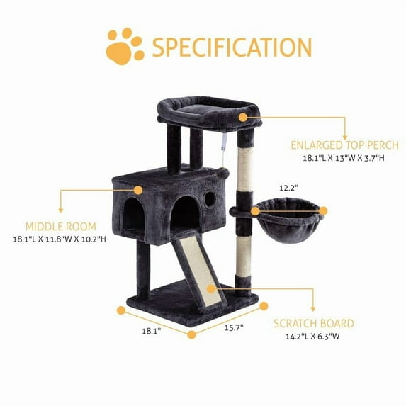 36in/65in/68in Larger Cat Tree Tower Condo for Indoor Cats, Multi-Level ...