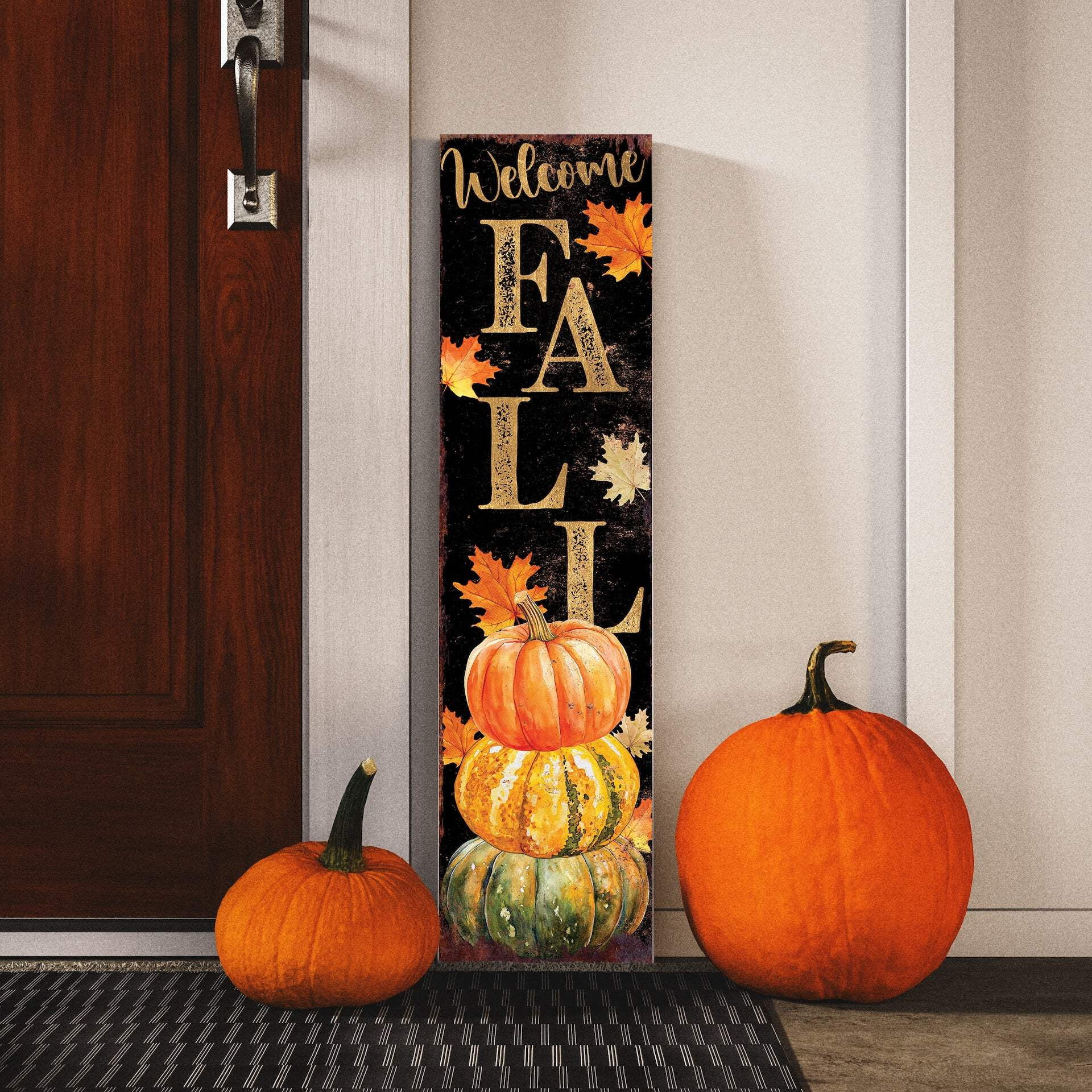 36in Fall Pumpkin Welcome Porch Sign - Front Porch Fall Decor Sign, Rustic Modern Farmhouse ...