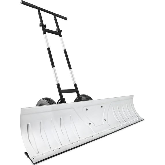 36in Galvanized Blade Heavy-Duty 2-Wheel Snow Pusher Hand Plow for Snow ...