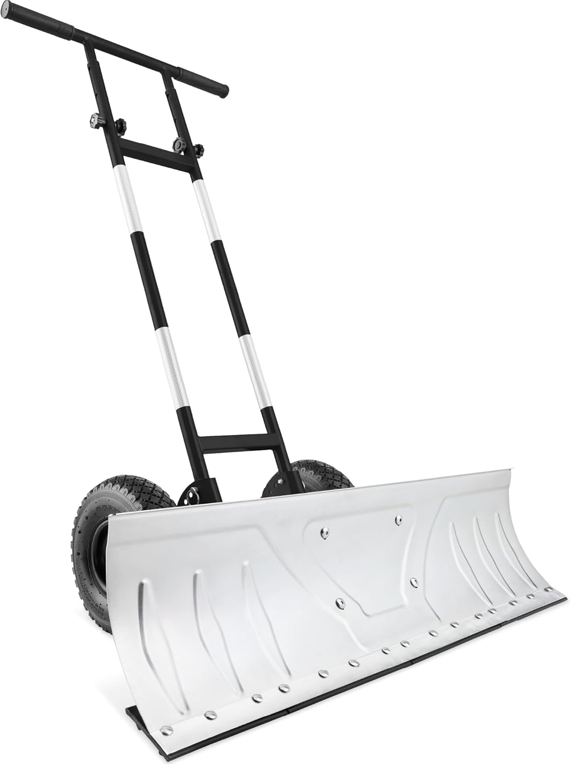 36in Galvanized Blade Heavy-Duty 2-Wheel Snow Pusher Hand Plow for Snow ...
