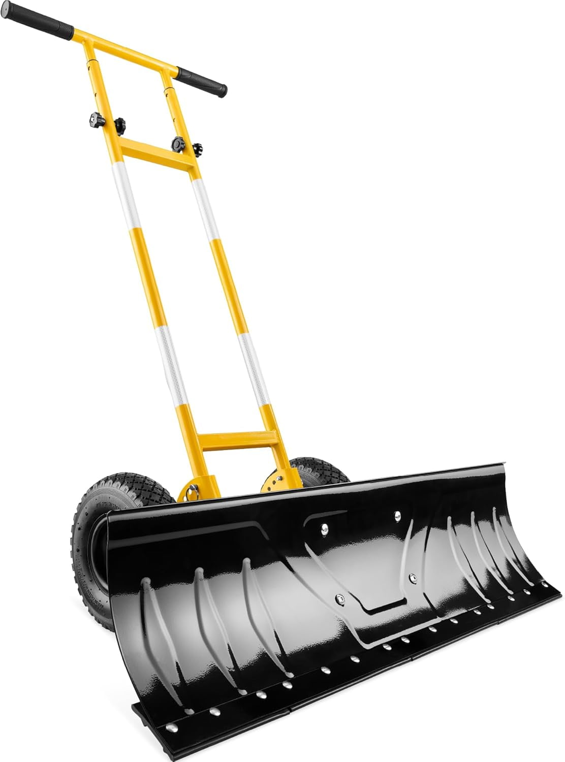 36in Galvanized Blade Heavy-Duty 2-Wheel Snow Pusher Hand Plow for Snow ...