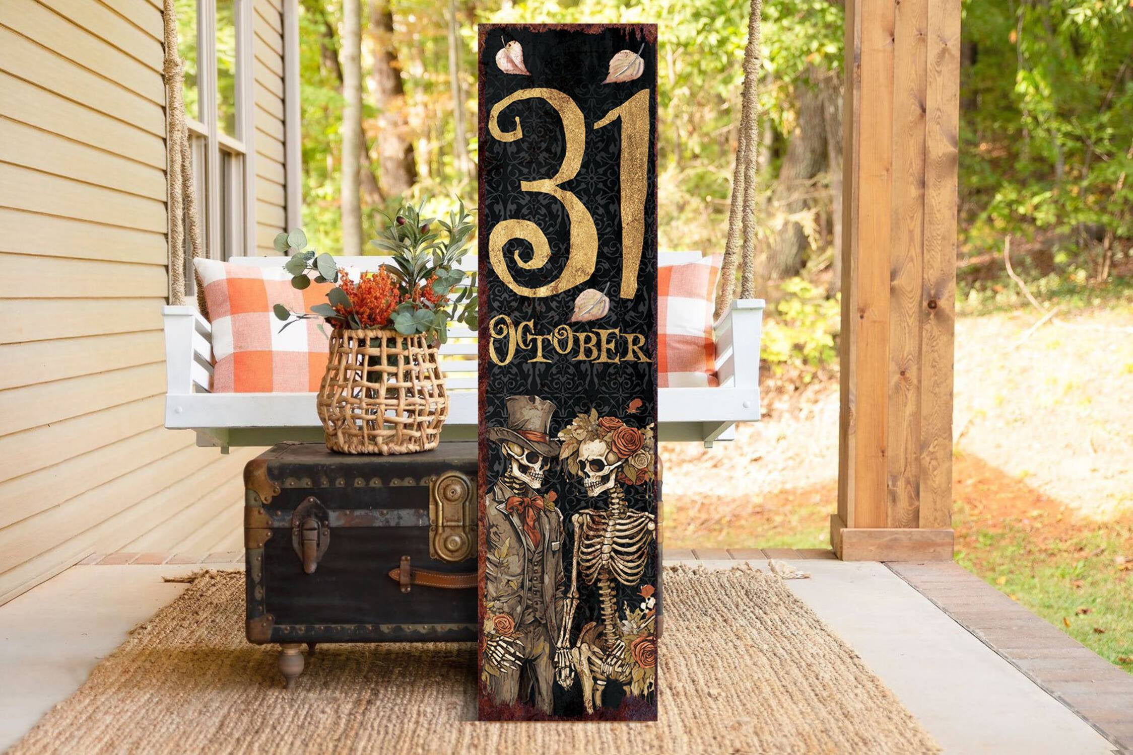 36in Halloween Porch Sign Decoration - Rustic Halloween Sign, October ...