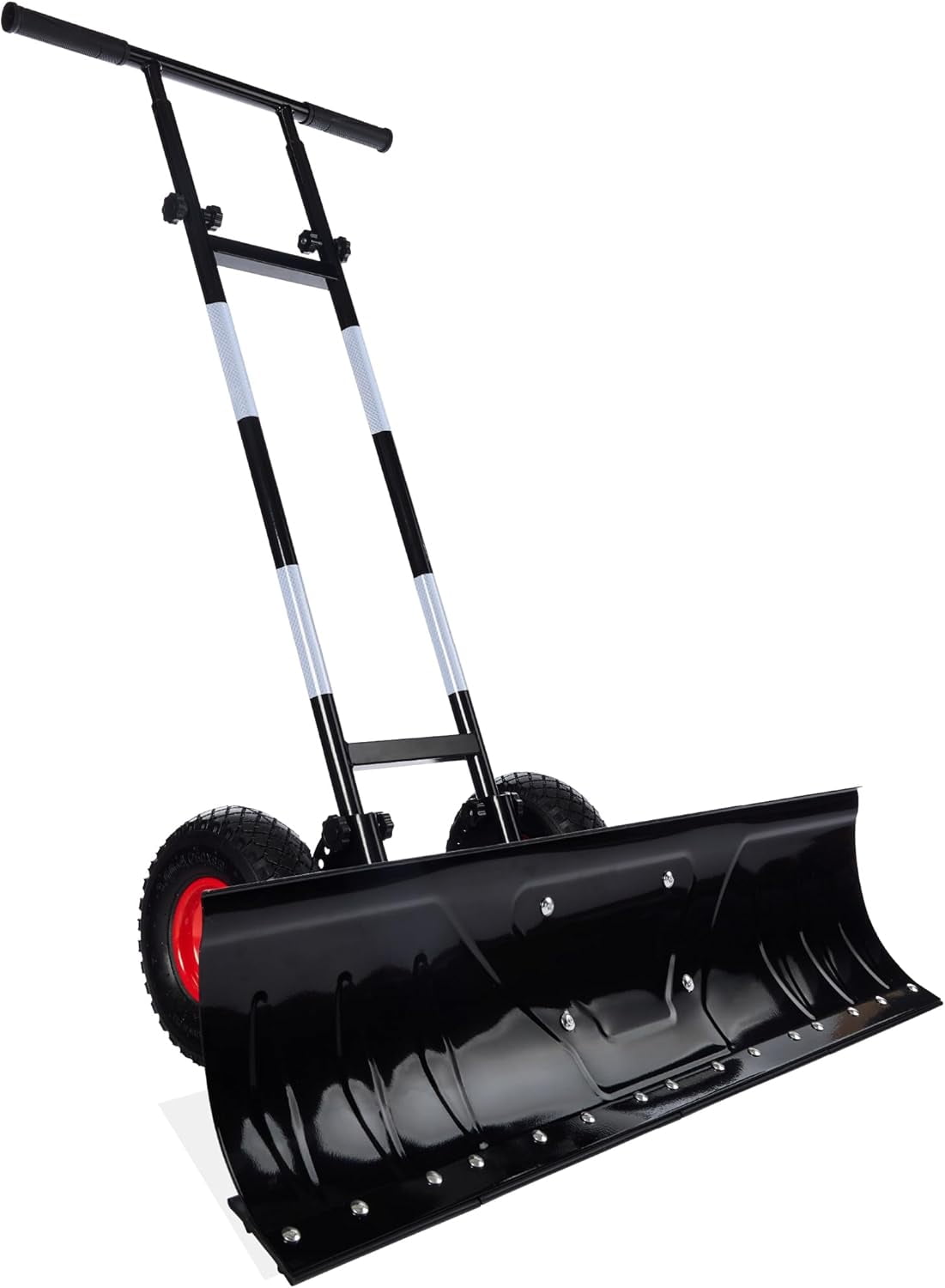 36in Heavy Duty Steel Snow Shovel Pusher for Driveway w/Wheels ...