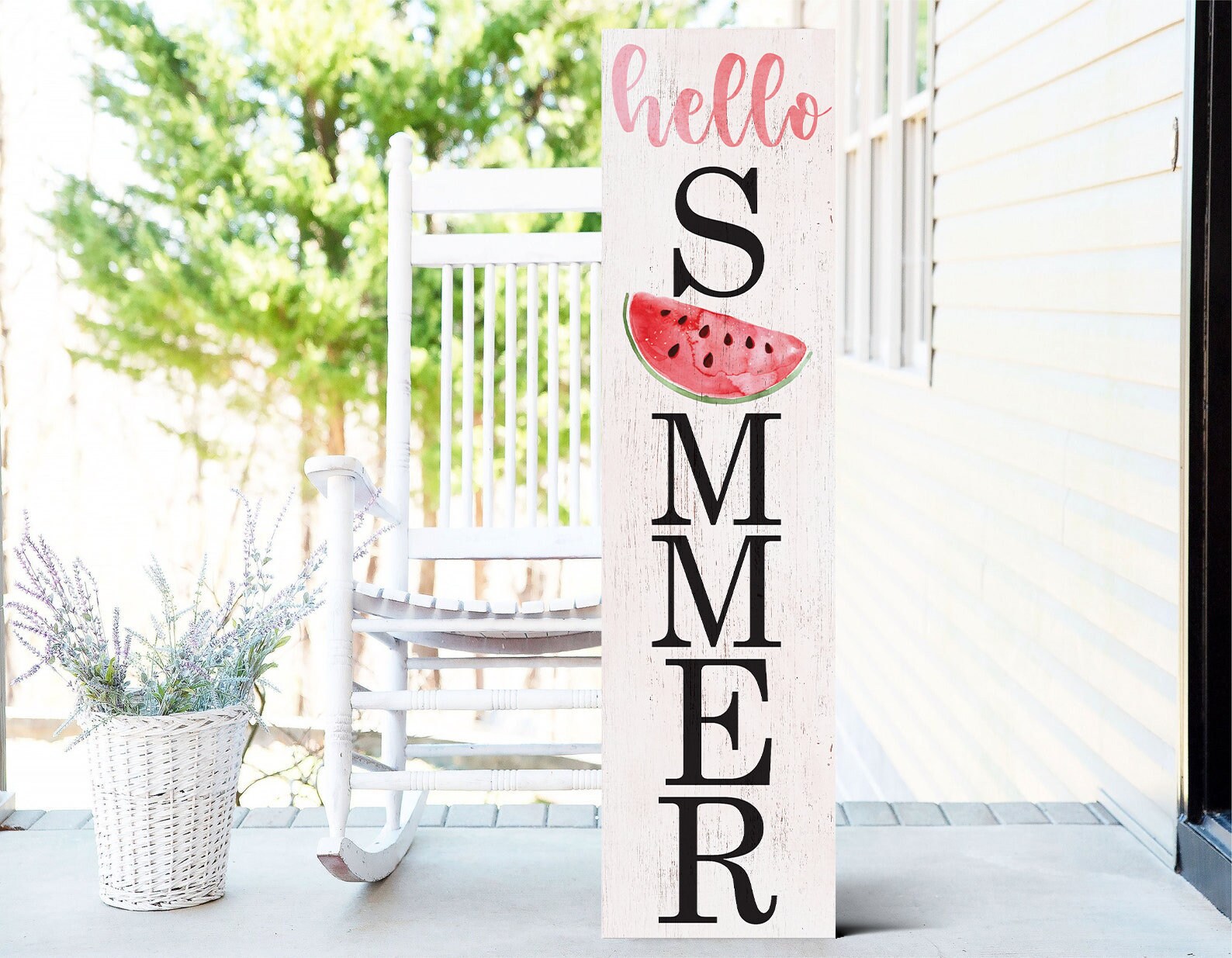 36in Hello Summer Wooden Porch Sign with Watermelon Pattern, Perfect ...