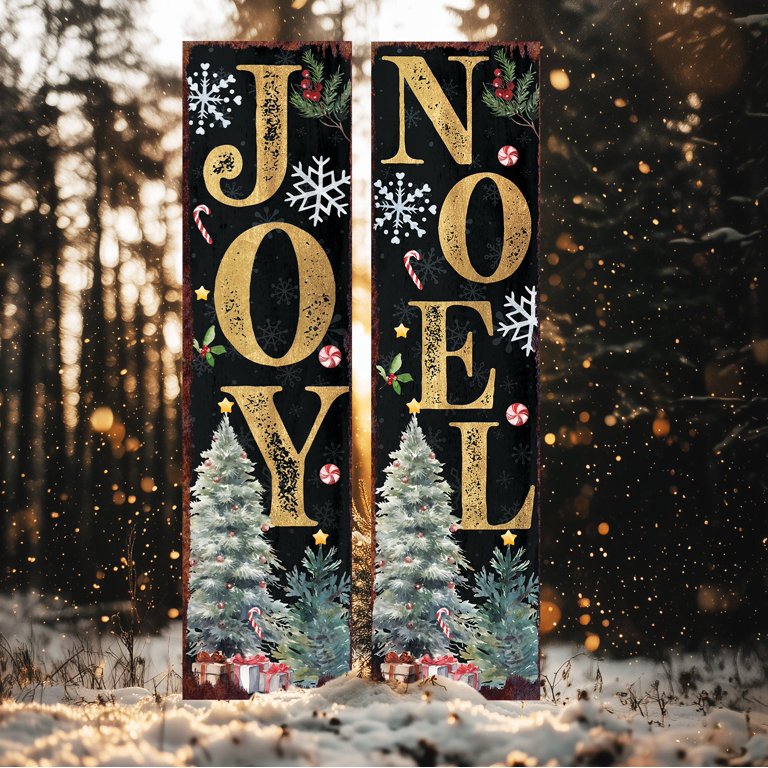 Rustic Wood Joy Christmas Signs