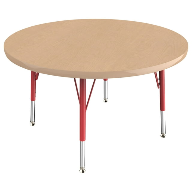 36in Round Premium Thermo-Fused Adjustable Activity Table Maple/Maple ...