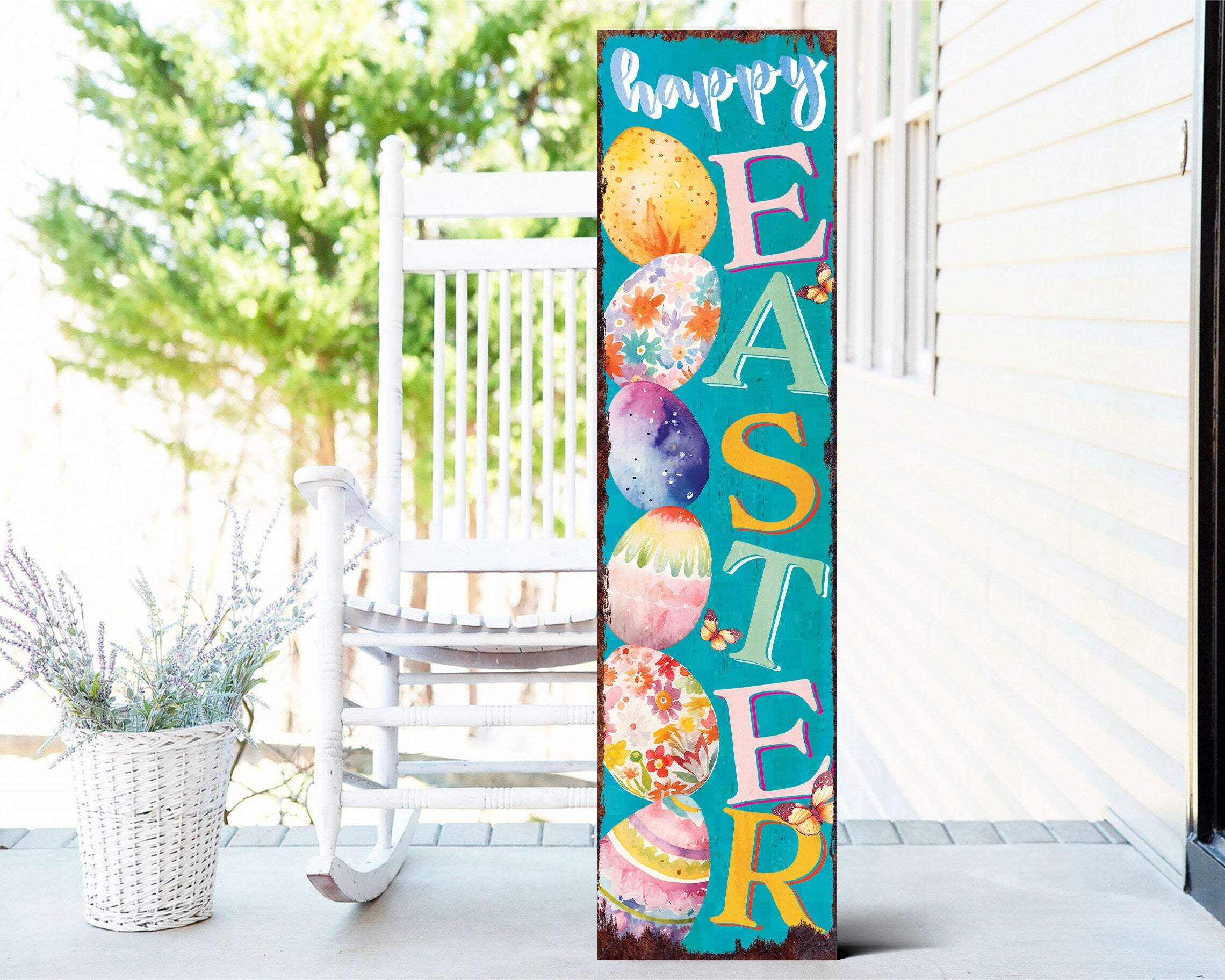 36in Rustic Modern Farmhouse 'Happy Easter' Sign for Front Porch ...
