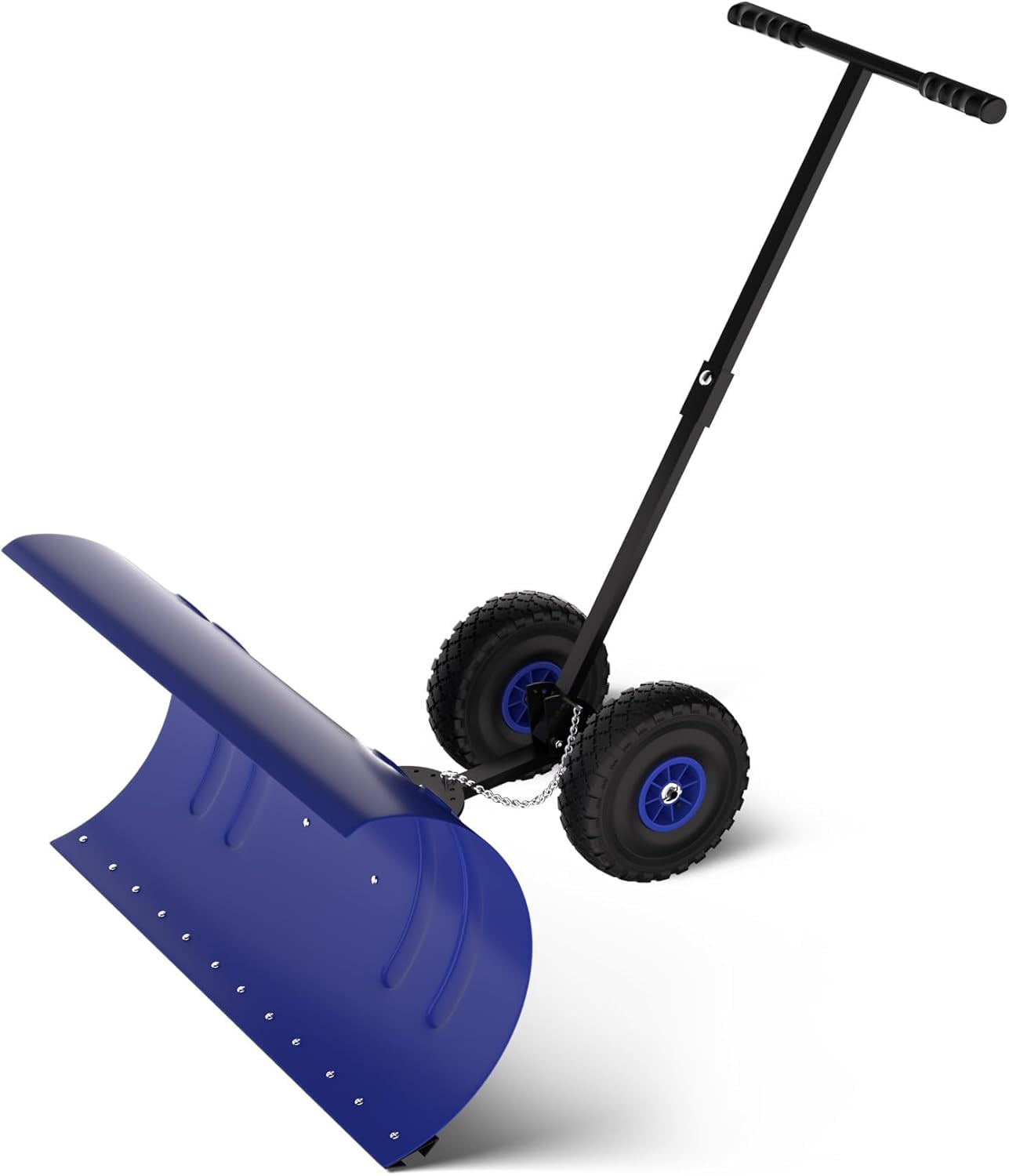 36in Snow Pusher Shovel with Wheels,Galvanized Blade Heavy-Duty 2-Wheel ...