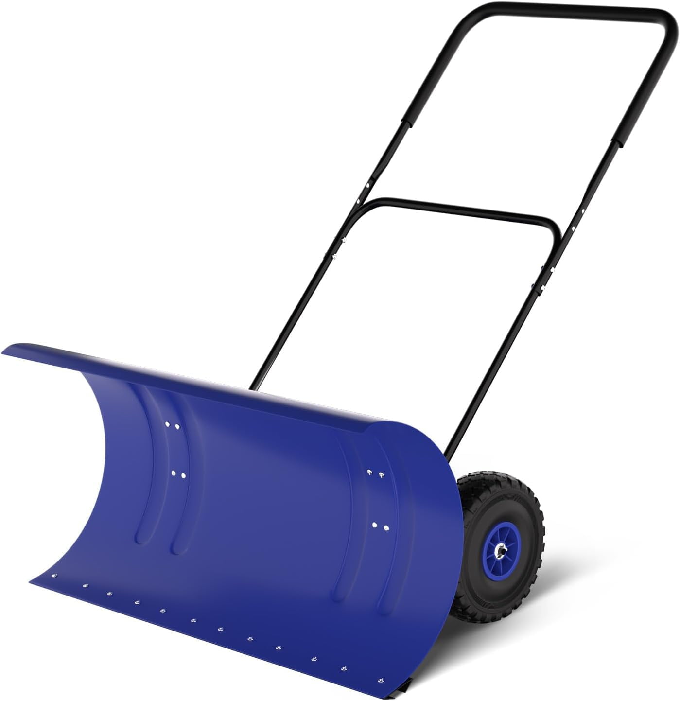 36in Snow Pusher Shovel with Wheels,Galvanized Blade Heavy-Duty 2-Wheel ...
