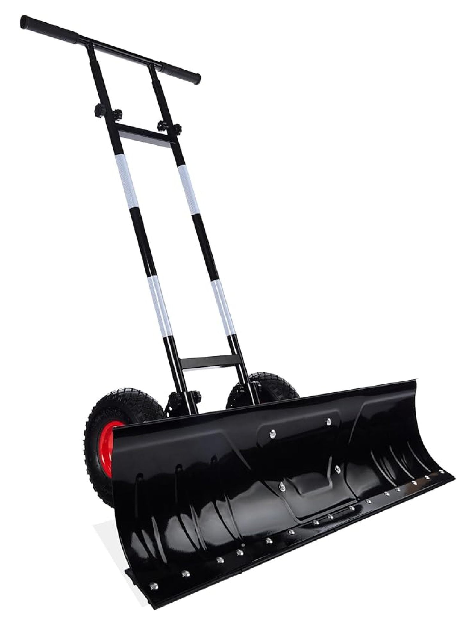 36in Snow Shovel Pusher - Heavy Duty Steel Driveway Shovel with Wheels ...