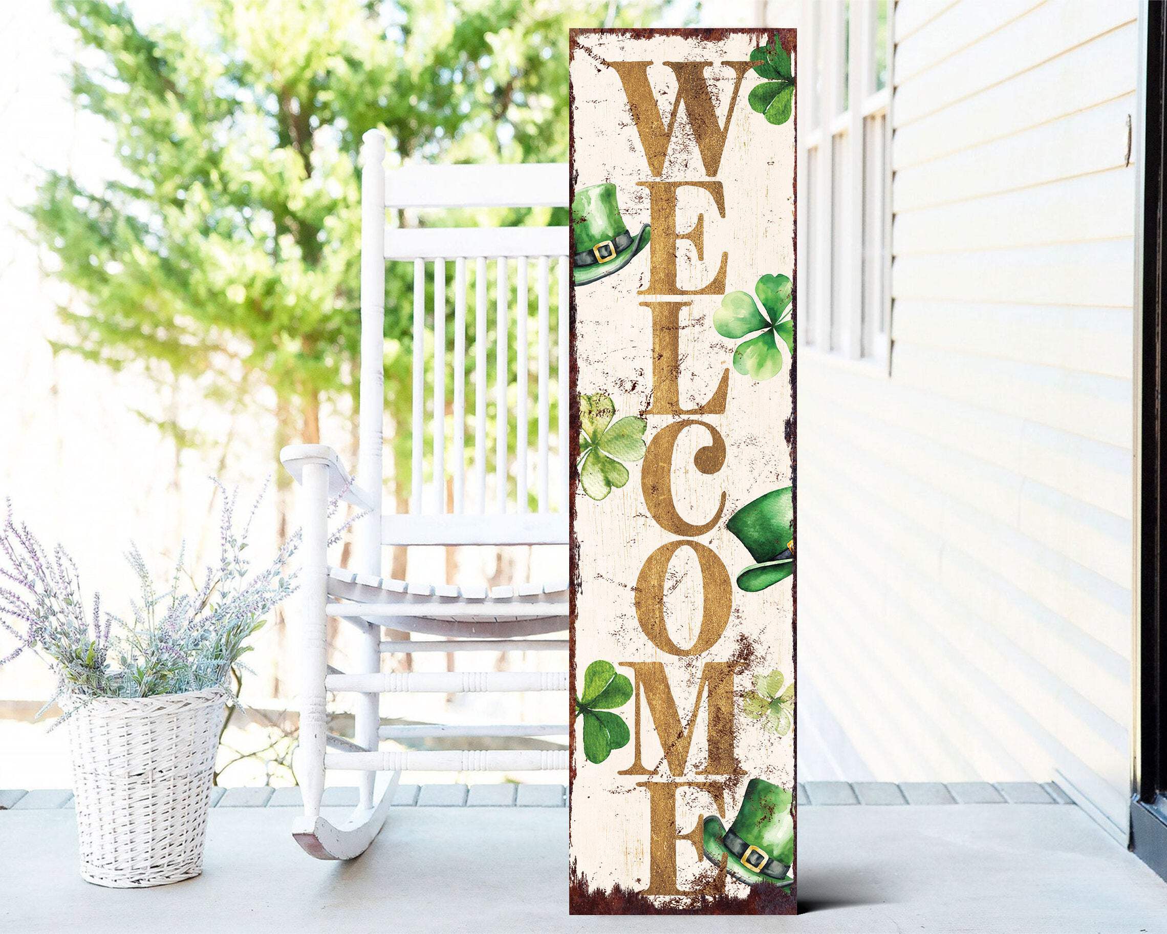 36in St. Patrick's Day Welcome Sign for Front Porch, Vintage St.Patrick ...