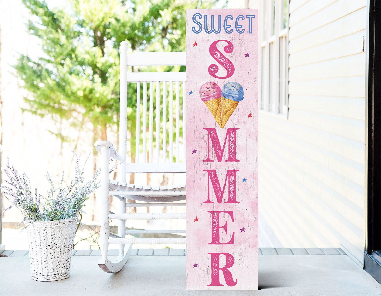36in Sweet Summer Ice Cream Porch Sign - Wooden Front Door Wall Decor ...
