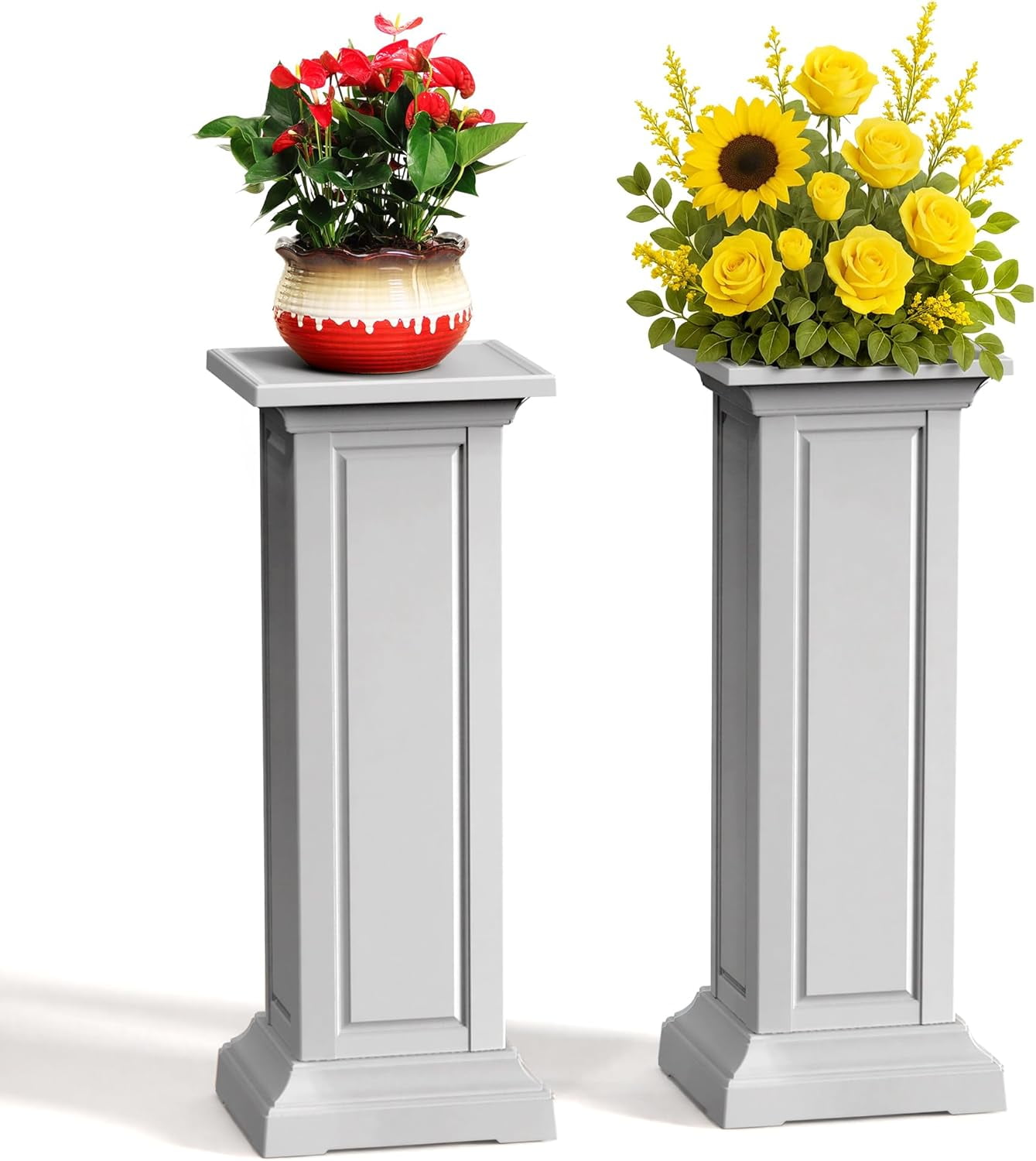 36in Tall Resin Planter Set of 2,Large Outdoor Planter for Porch ...