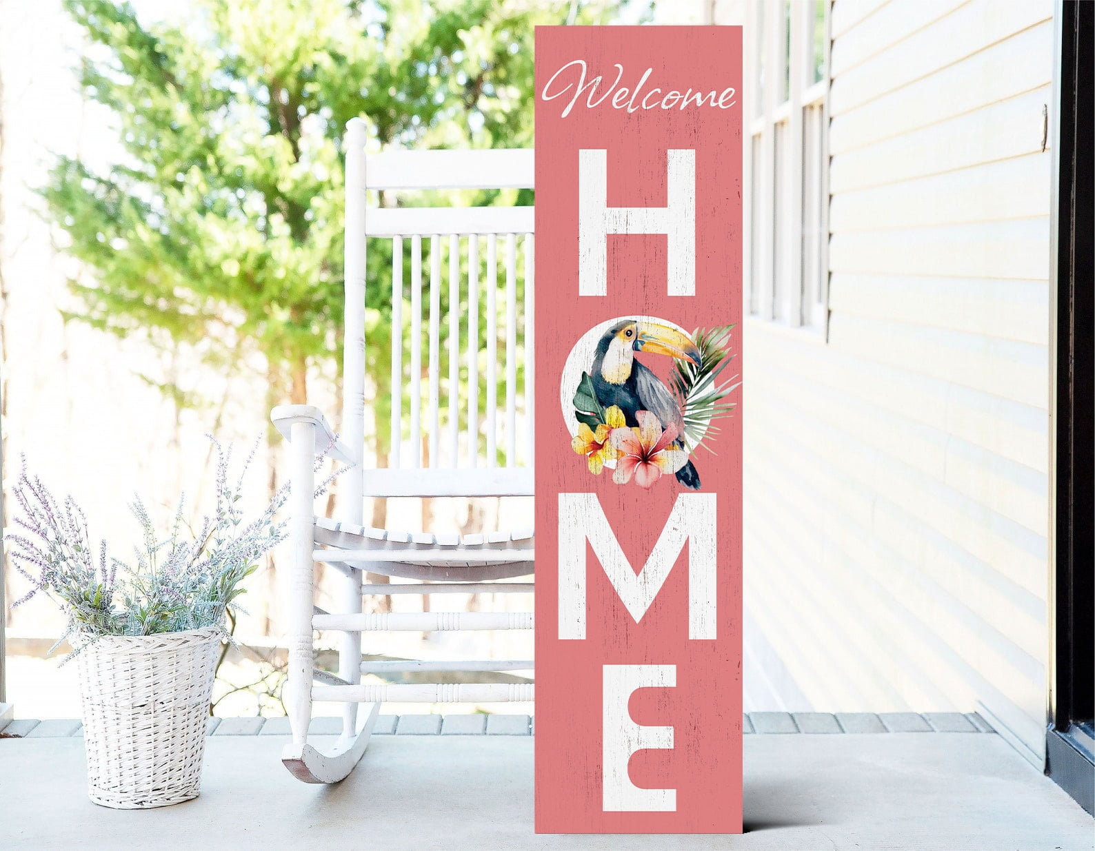 36in Welcome Home Porch Sign with Ramphastidae Pattern - Front Door ...