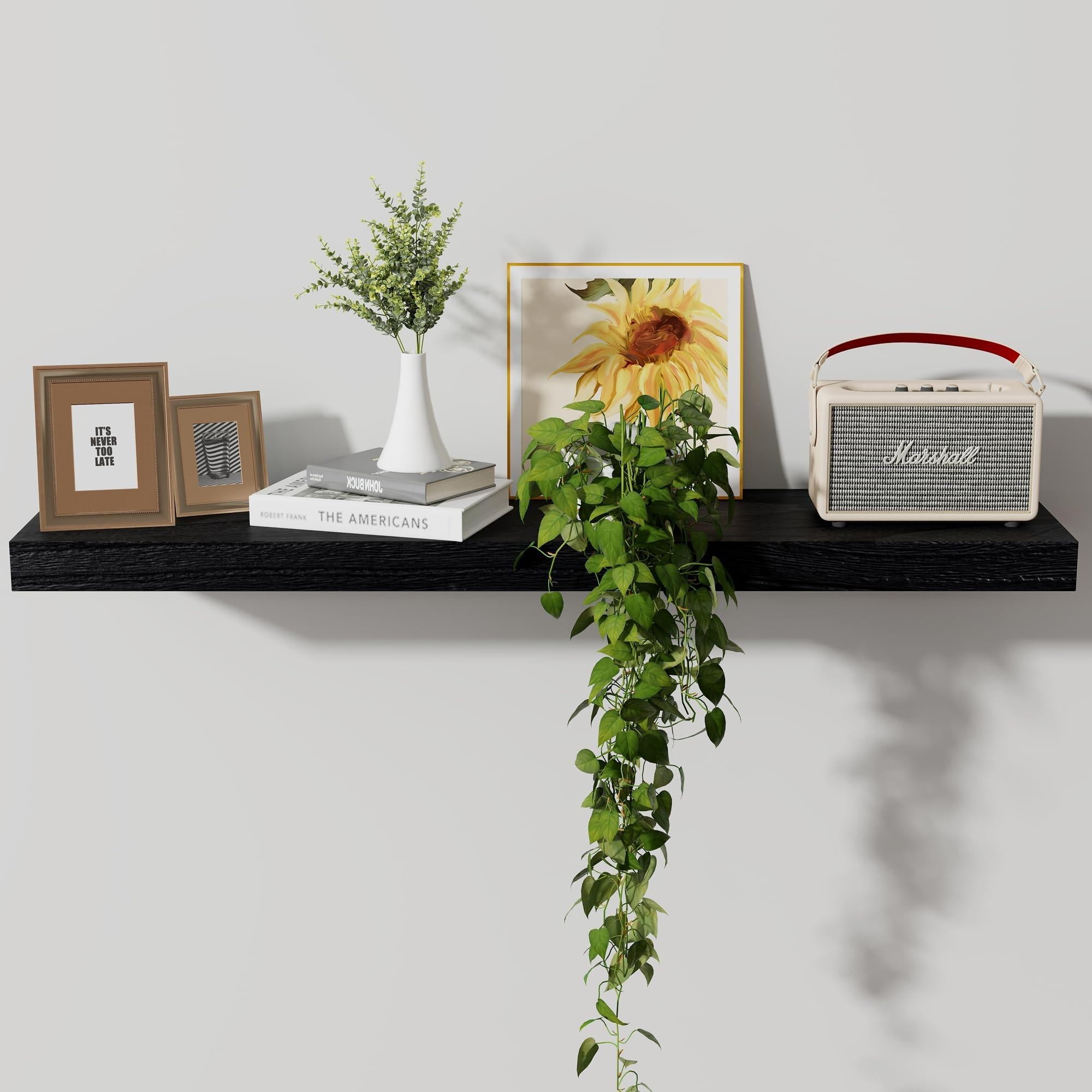 36inch Floating Shelves, 8 inch Deep Modern Solid Wood Wall Shelves for ...