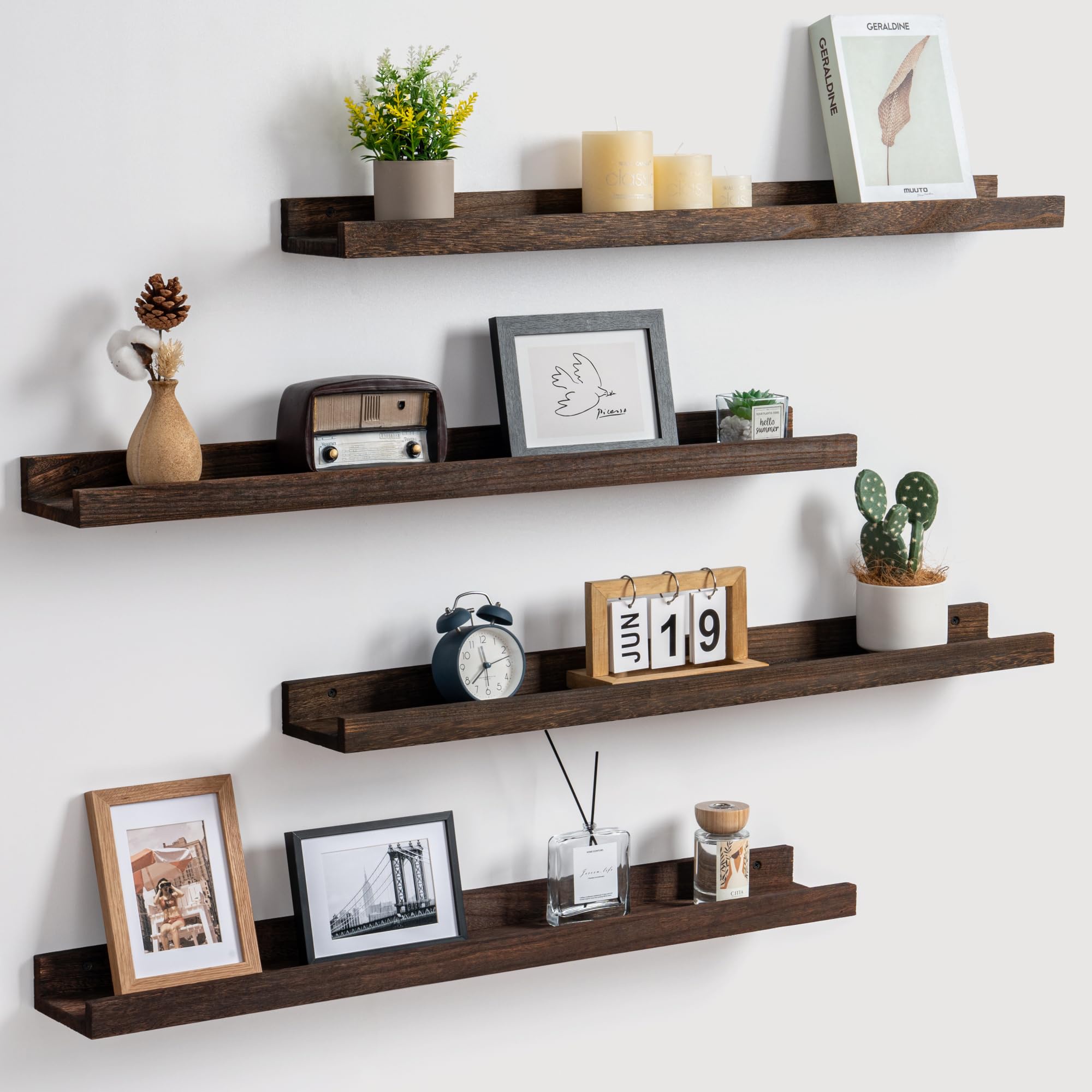 Melannco Chunky Ledges Shelves, Set of 4, Brown Veneer - Walmart.com