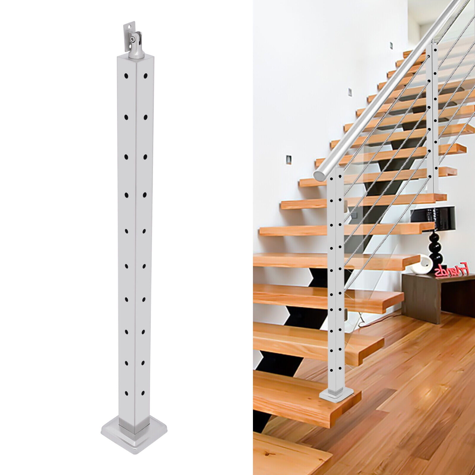 36inch Steps Handrail Post 0-90° Cable Railing Post Stainless Steel ...