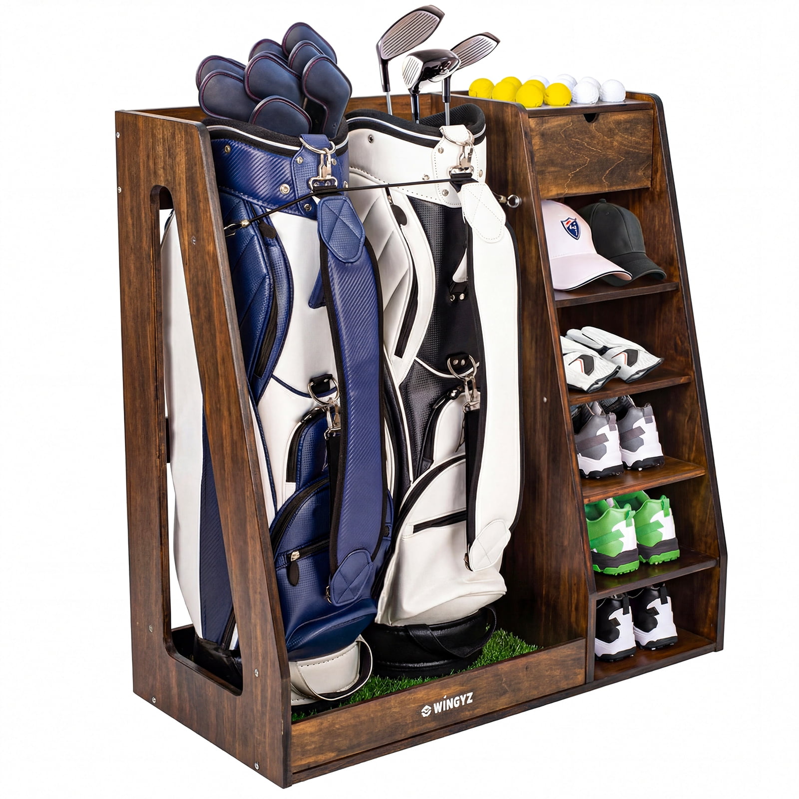 36lb Golf Bag Organizer， Premium Birch Plywood Golf Bag Storage for 2 ...
