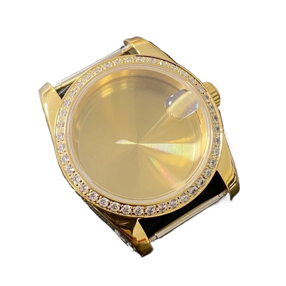 36mm Fit For PVD Gold Oyster Watch Case with Sapphire Glass Tooth Ring ...