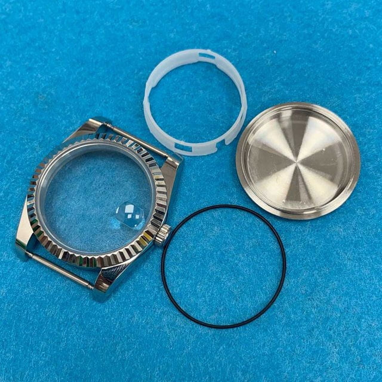 36mm Stainless Steel Watch Case Fluted Bezel Mineral Glass Mirror Case ...