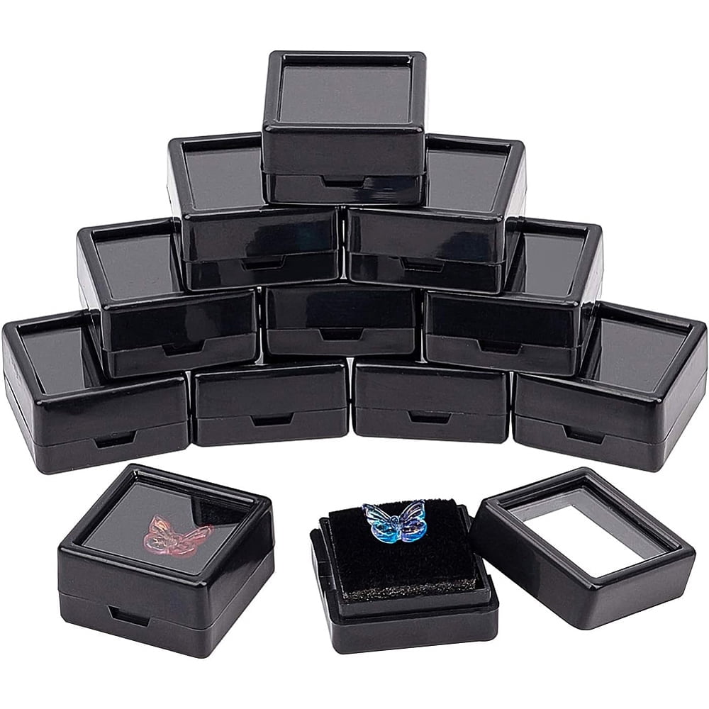 36pc Acrylic Jewelry Box with Sponge Square Black 2.95x2.95x1.65cm ...