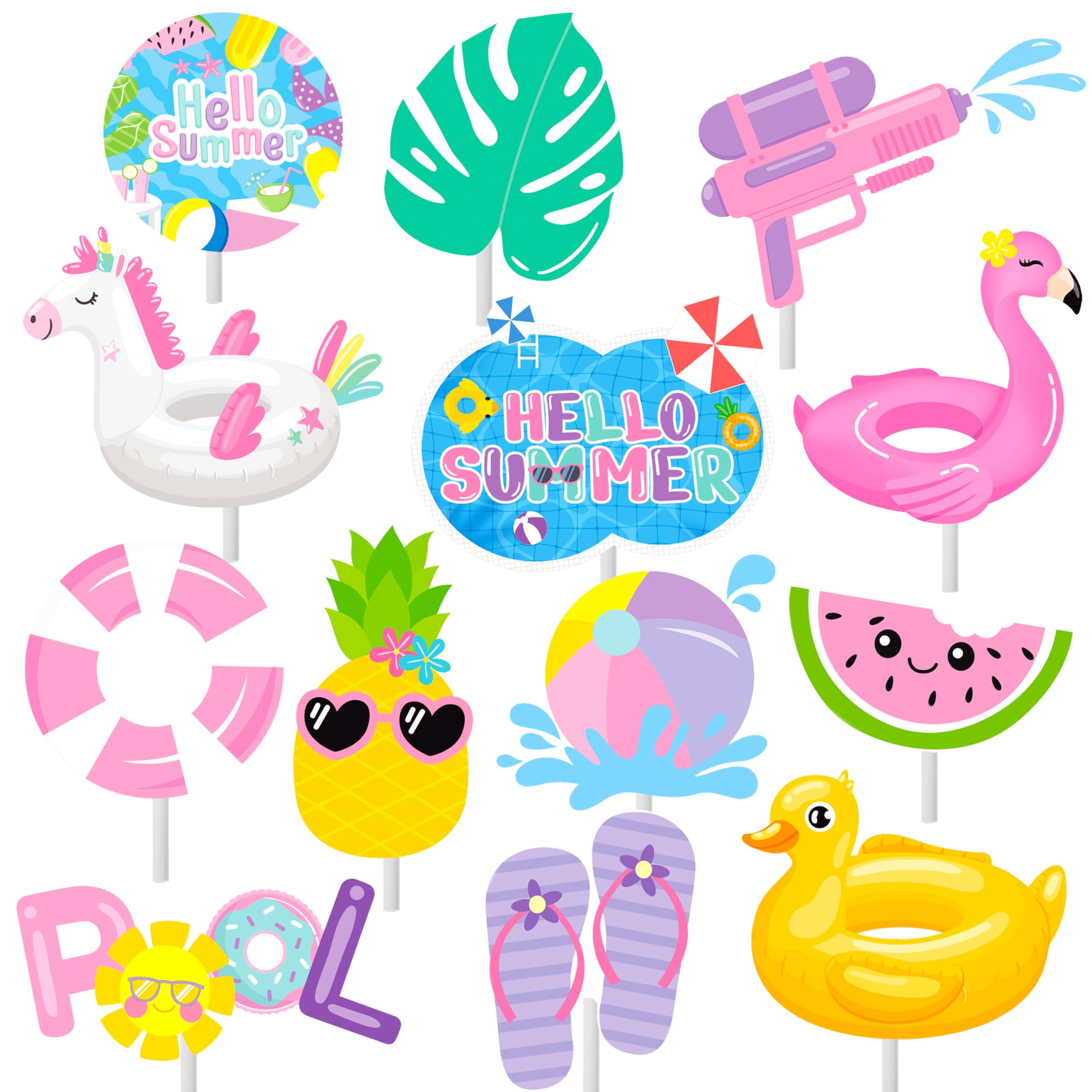 36pc Summer Cupcake Toppers - Pool Party Decorations - Water Themed ...