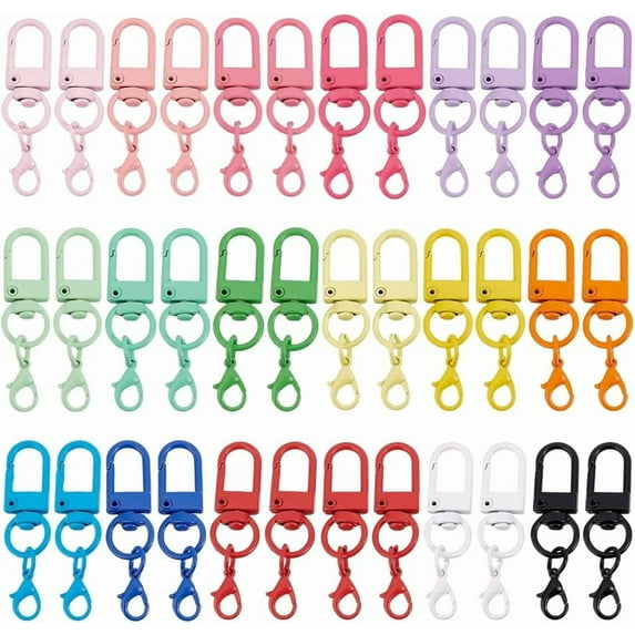 36pcs 18 Candy Colors Colorful Lobster Claw Clasps Keychain Colored Key ...
