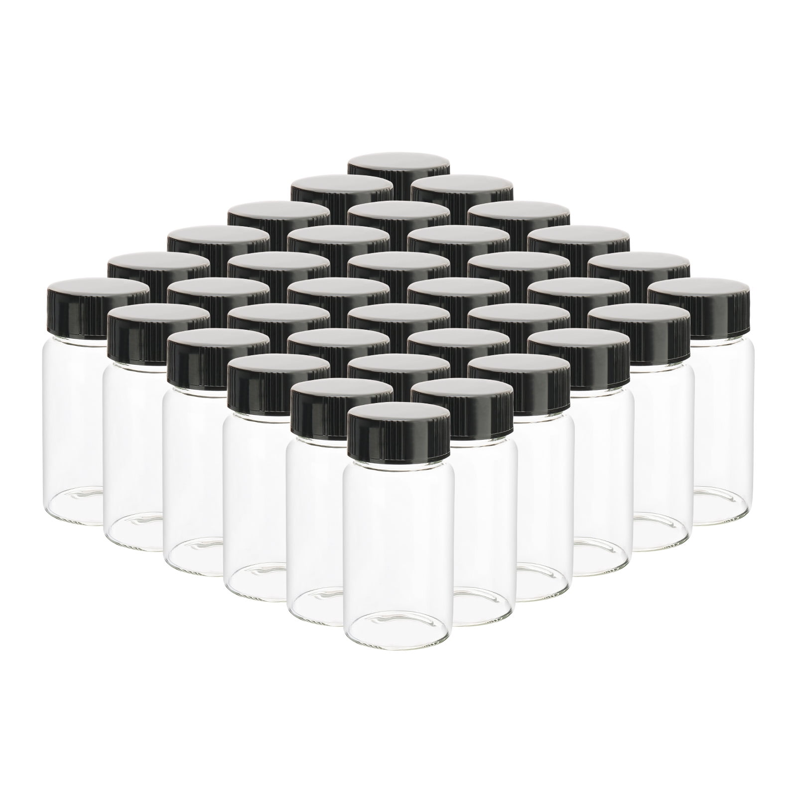 36pcs 20ml Clear Small Glass Vials with Black Screwcap Liquid Sampling ...