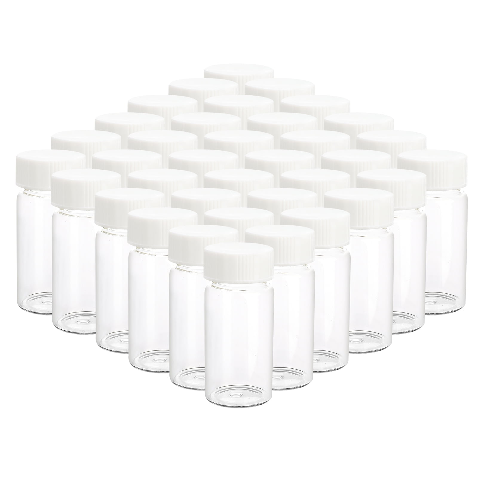36pcs 20ml Clear Small Glass Vials with White Screwcap Liquid Sampling ...