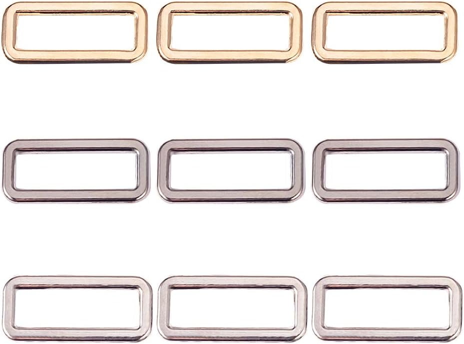 36pcs 3 Colors Assorted Metal Rectangle Buckle Ring Alloy Bag Purse Snap Hook Rings Webbing ...