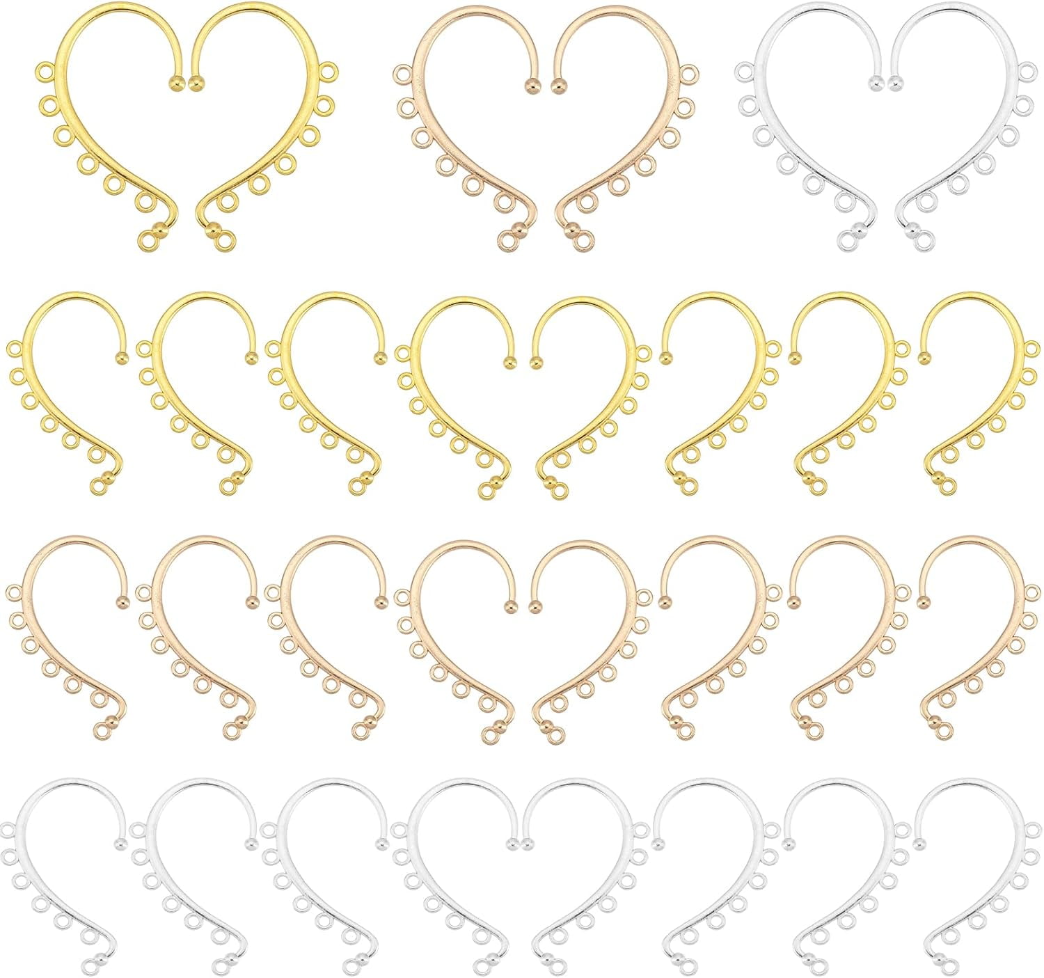36pcs 3 Colors Dangling Ear Cuff Blanks Gold Silver Retro Ear Crawler 7 ...