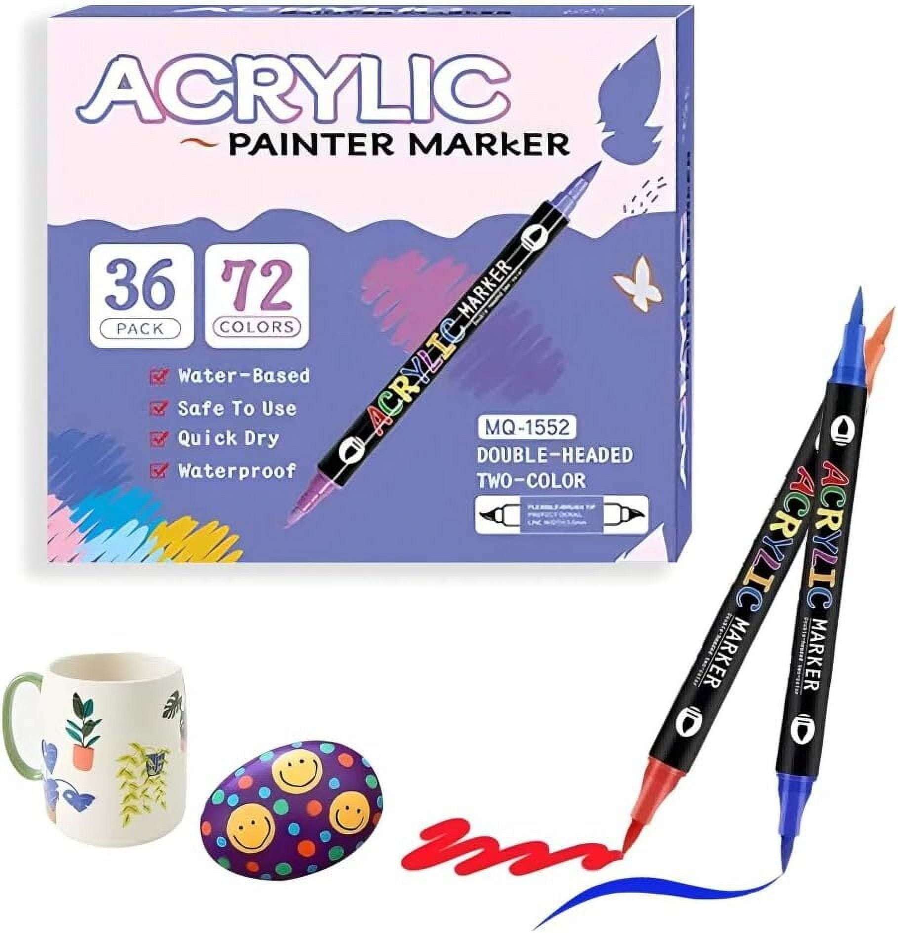 ANUNU Acrylic Paint Markers Set 36pcs for Rock Painting DIY Crafts Art ...