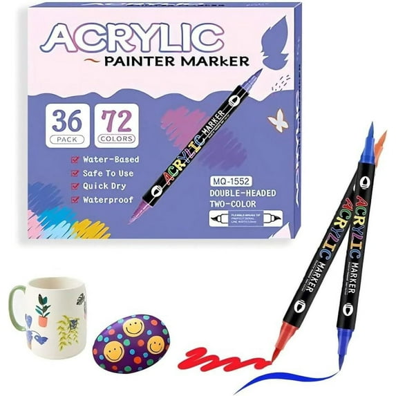 ANUNU Acrylic Paint Markers Set 36pcs for Rock Painting DIY Crafts Art ...