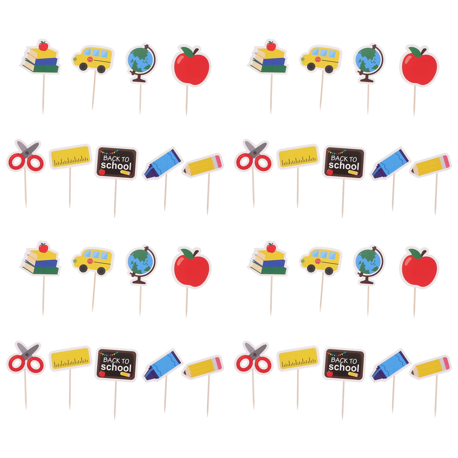 36pcs Back to School Cake Topper Lovely Cupcake Decor Topper for ...