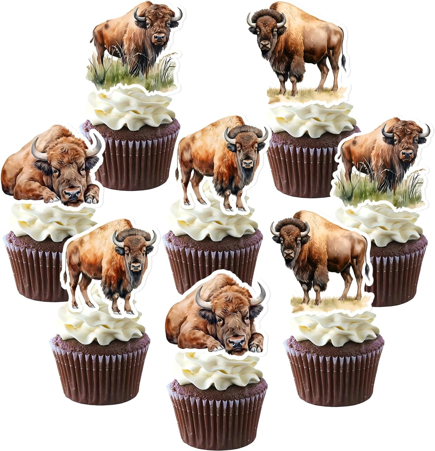 36pcs Bison Themed Cupcake Toppers Bison Cake Decorations Buffalo ...