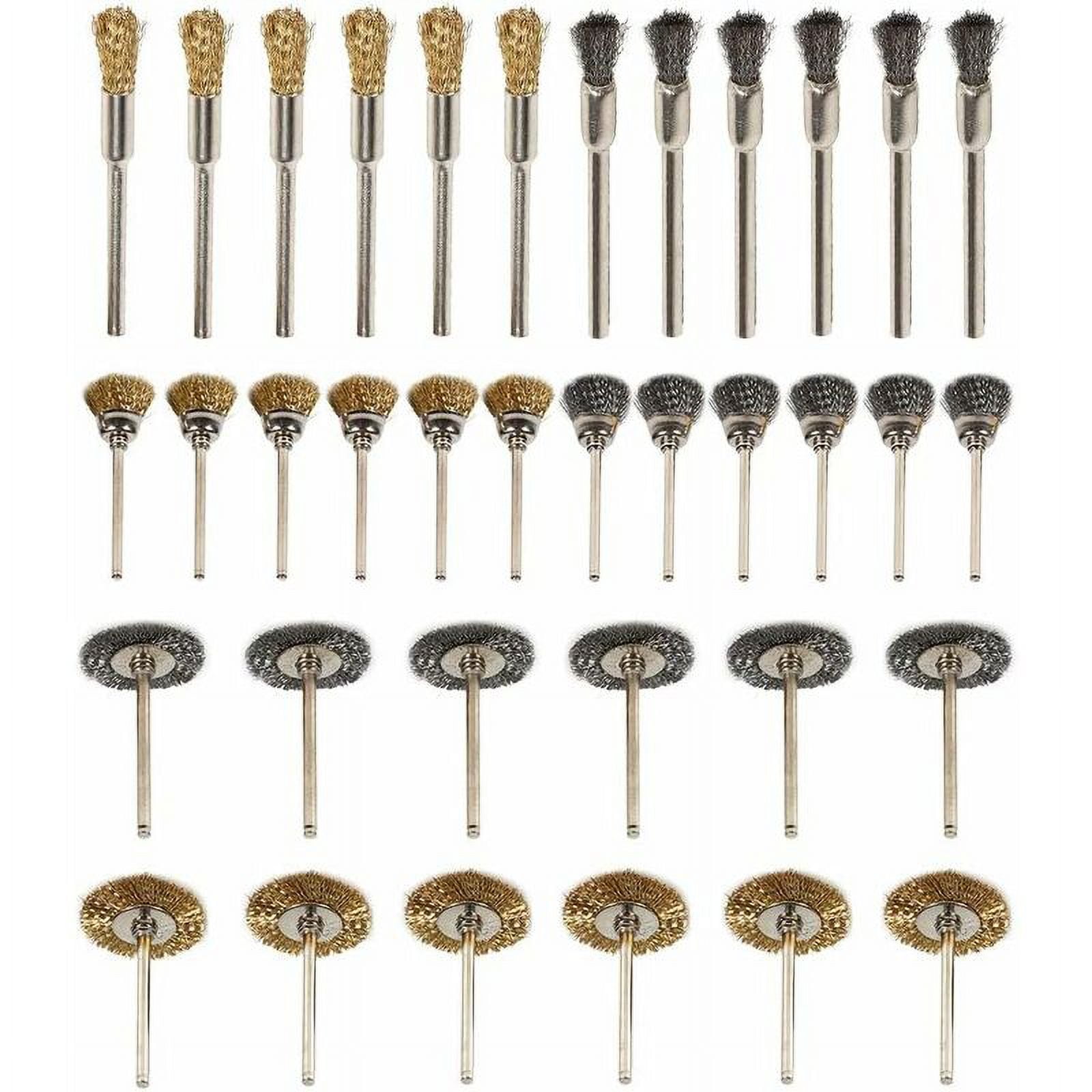 36pcs Brass Steel Wire Wheel Brush Set Polishing Cleaning Rotary Tool ...