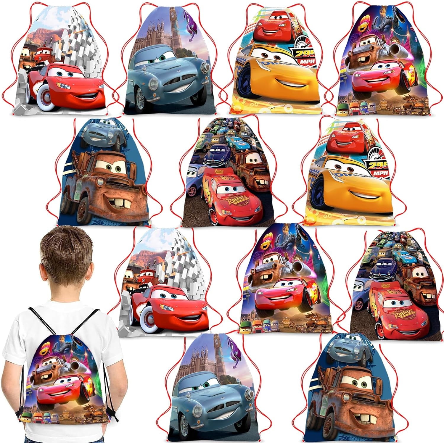 36pcs Car Craze Party Drawstring Bag Reusable Racing Car Non-Woven Gift ...