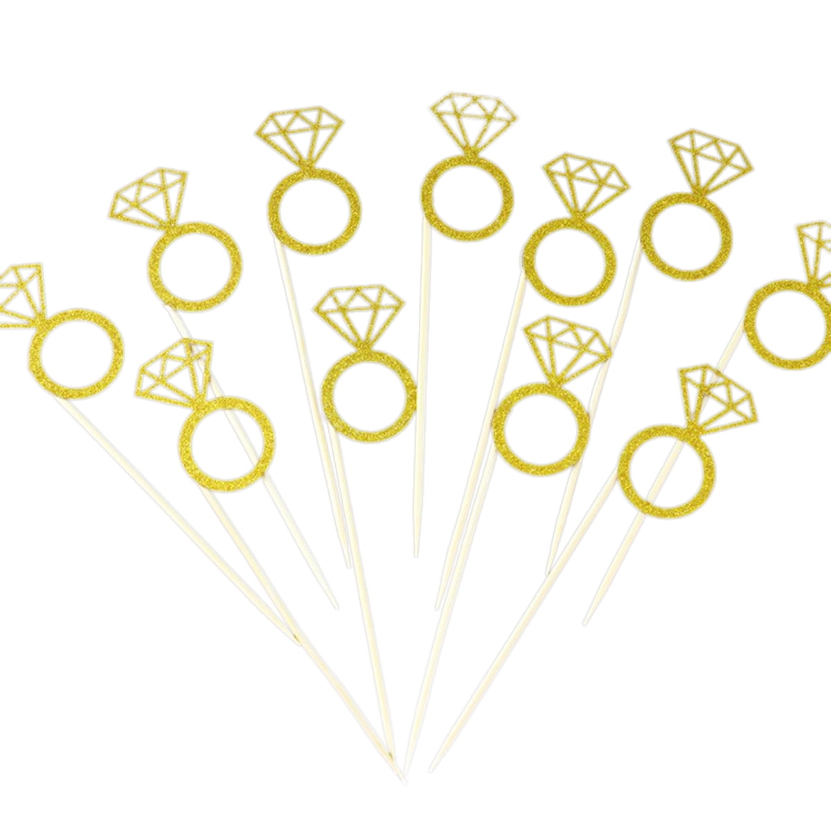 36pcs Diamond Ring Cake Topper Beautiful Glitter Cake Dessert Insert ...